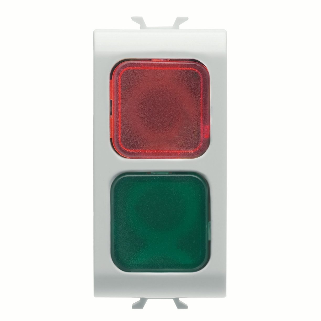 DOUBLE INDICATOR LAMP - RED/GREEN - 1 MODULE - GLOSSY WHITE ...