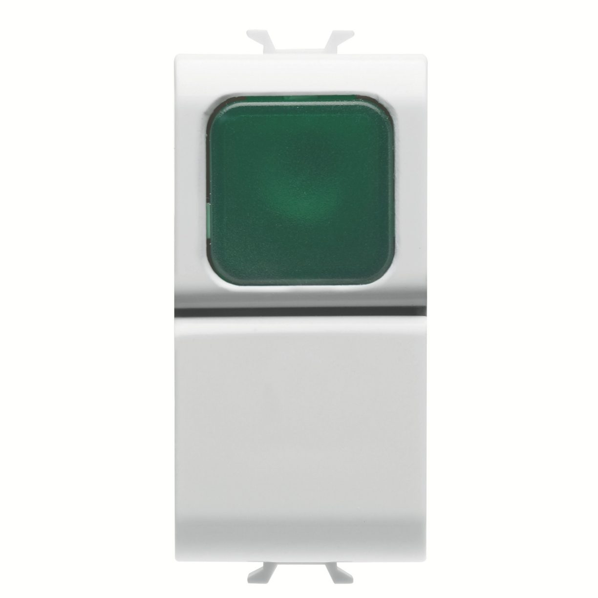 PUSH-BUTTON 1P 250V ac - NO 16A - GREEN DIFFUSER - 1 MODULE - GLOSSY ...