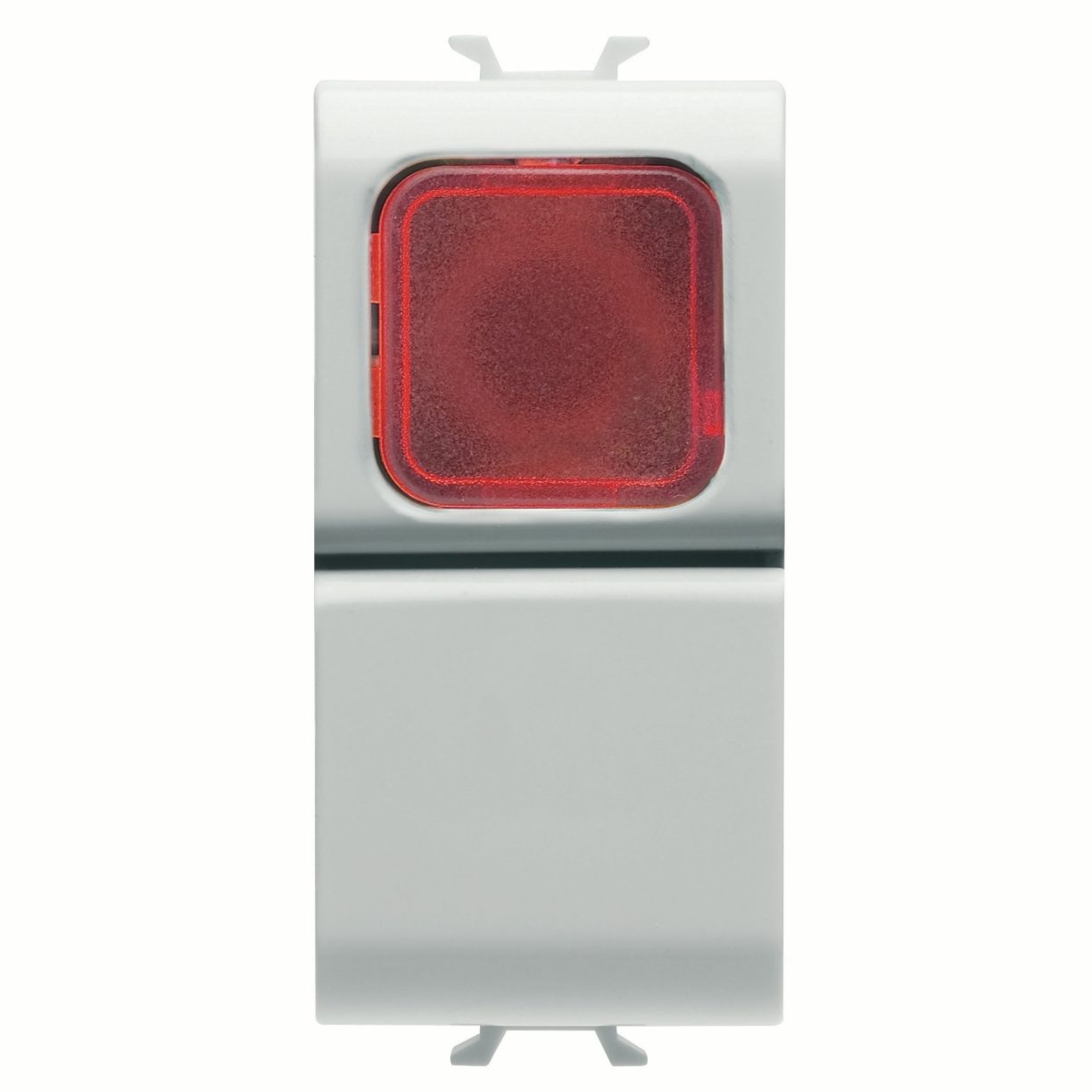 PUSH-BUTTON 1P 250V ac - NO 16A - RED DIFFUSER - 1 MODULE - GLOSSY ...
