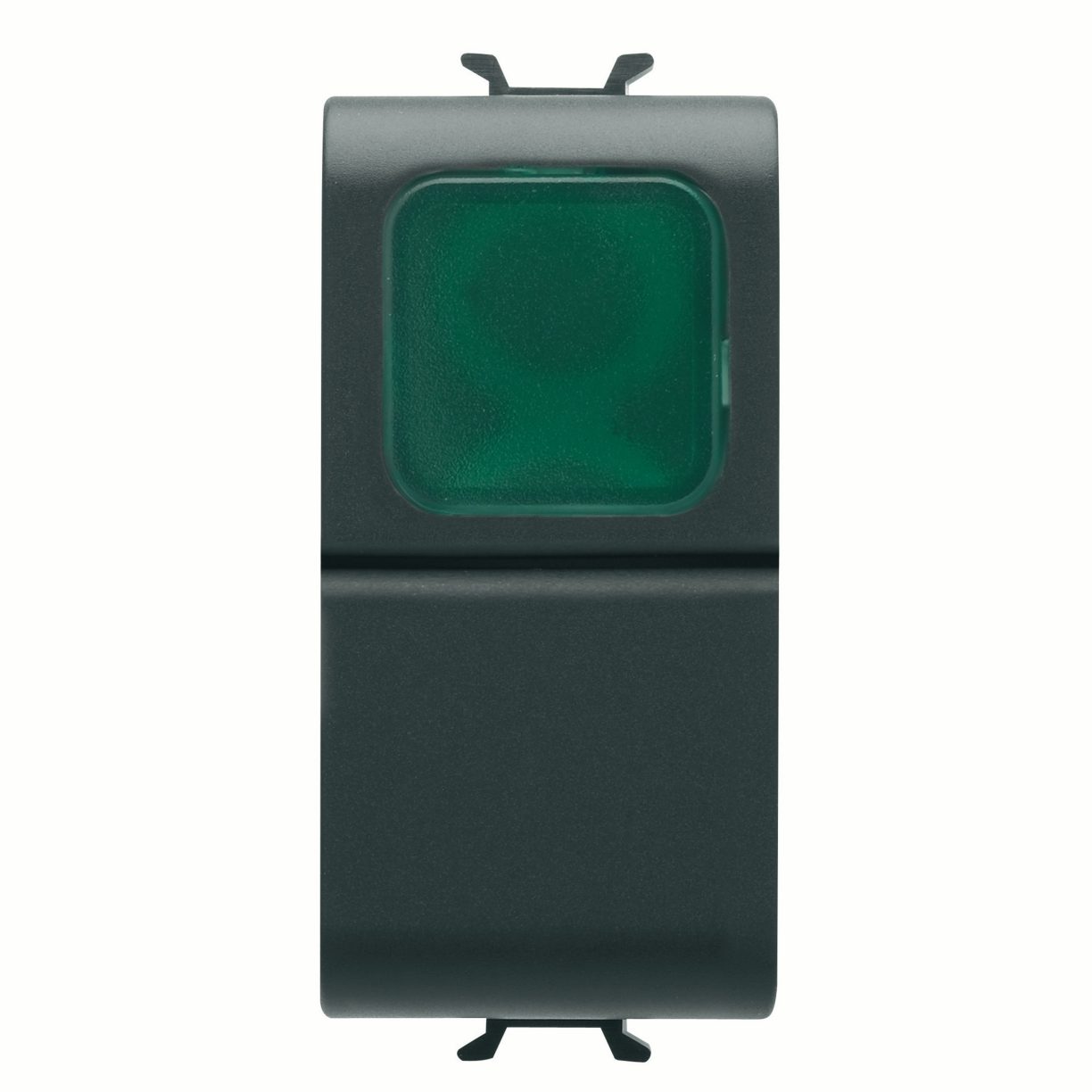 PUSH-BUTTON 1P 250V ac - NO 16A - GREEN DIFFUSER - 1 MODULE - SATIN ...