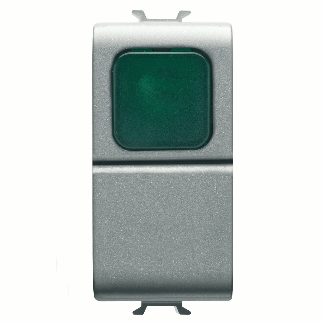 PUSH-BUTTON 1P 250V ac - NO 16A - GREEN DIFFUSER - 1 MODULE - TITANIUM ...