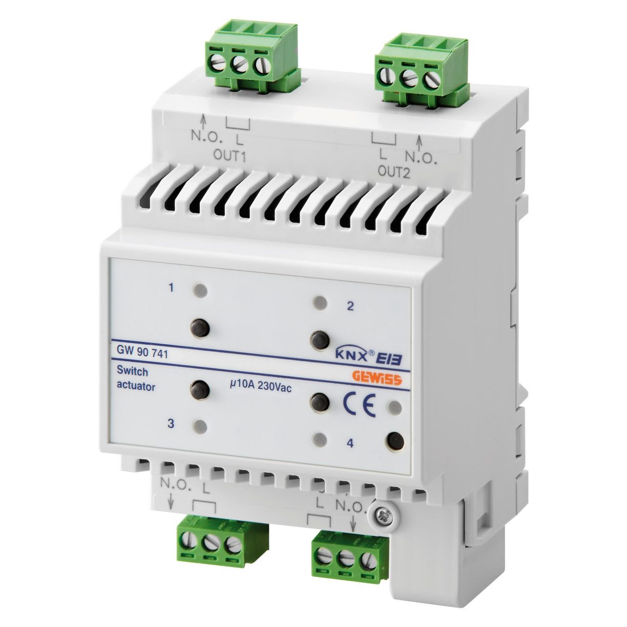 SWITCH ACTUATOR - 4 CHANNELS - 10A - KNX - IP20 - 4 MODULES - DIN RAIL MOUNTING | Gewiss