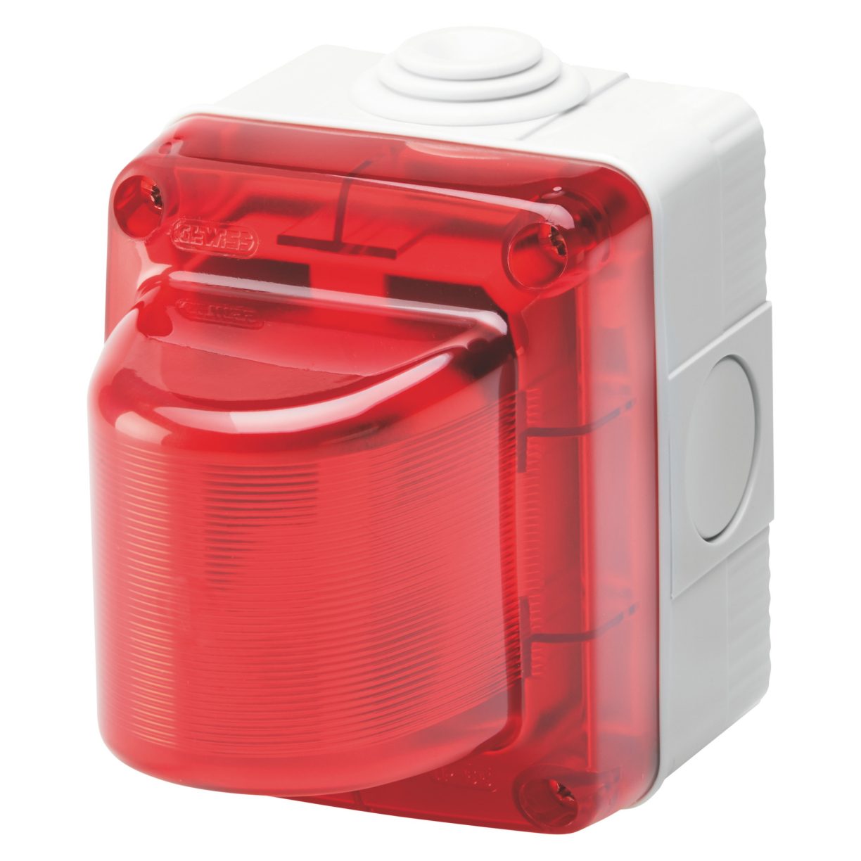 SPIA DI SEGNALAZIONE - 15W - 230V - DIFFUSORE ROSSO - IP55 - GRIGIO RAL ...