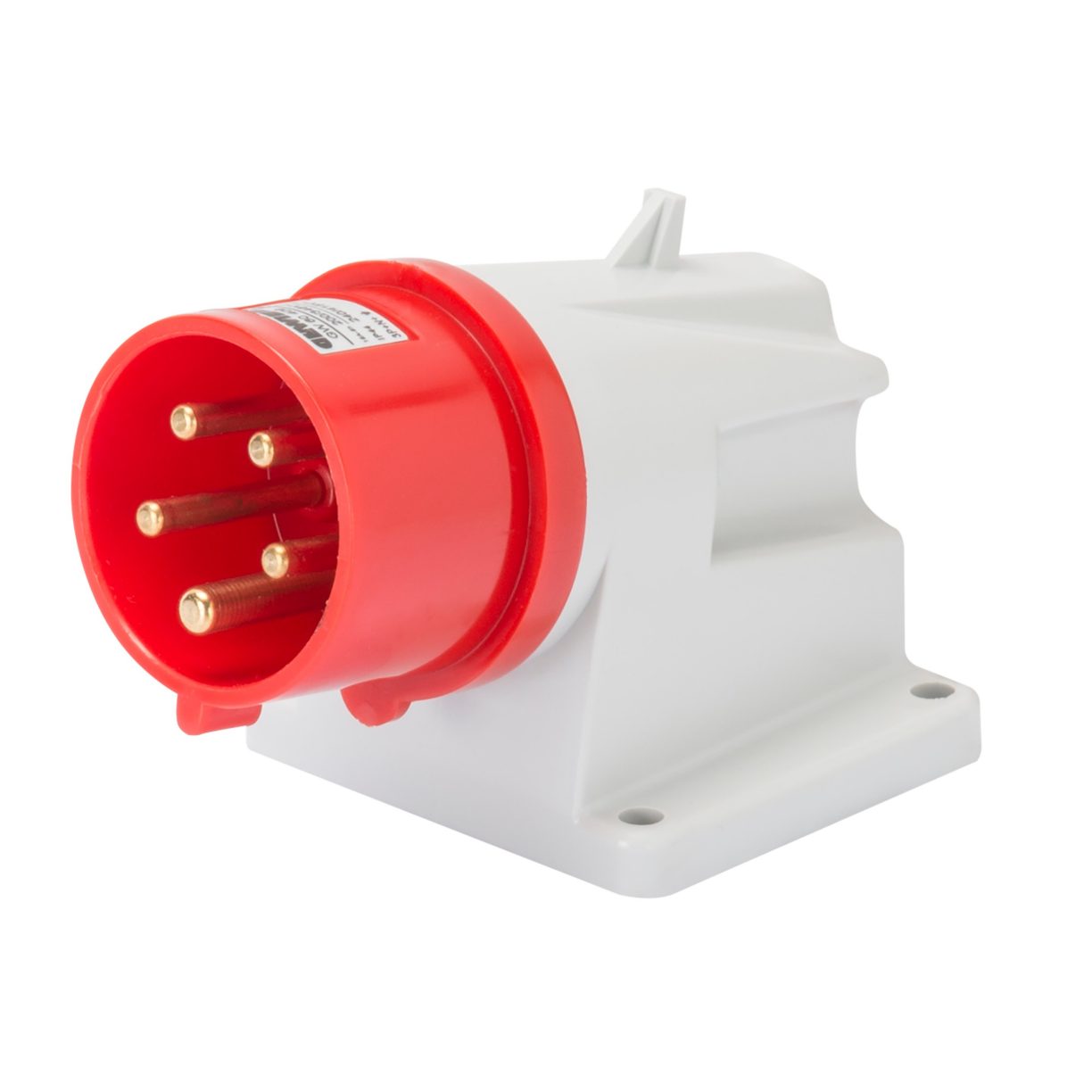 90° ANGLED SURFACE MOUNTING INLET - IP44 - 3P+E 16A 380-415V 50/60HZ - RED - 6H - SCREW WIRING ...