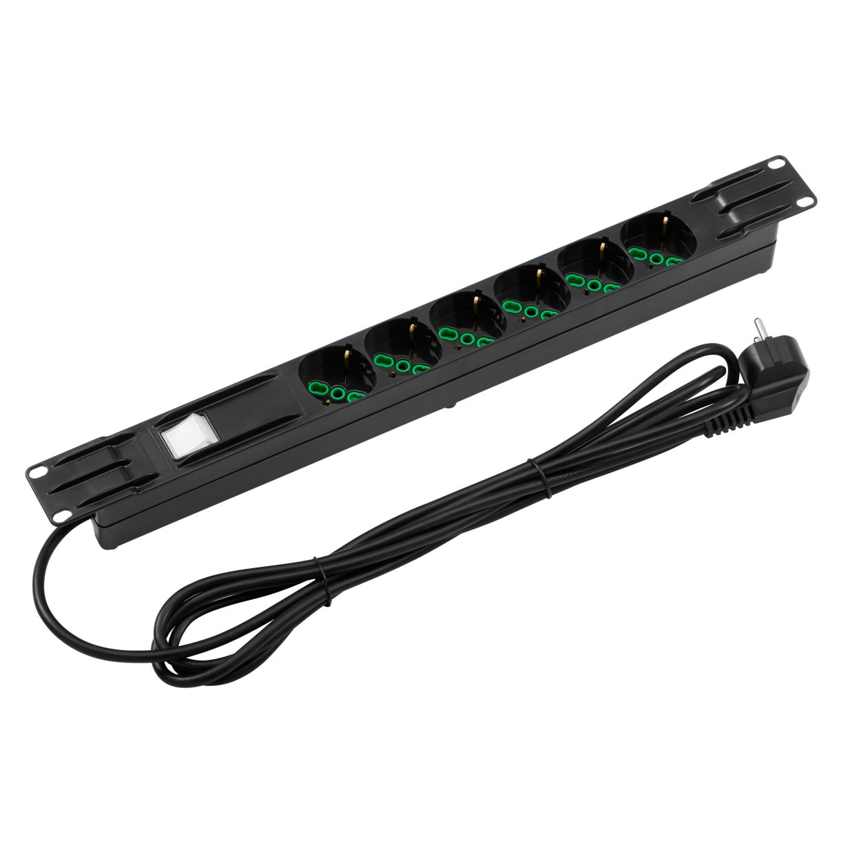 19'' POWER STRIP - 6 SOCKETS 2P+E 16A DUAL AMPERAGE ITALIAN/GERMAN ...