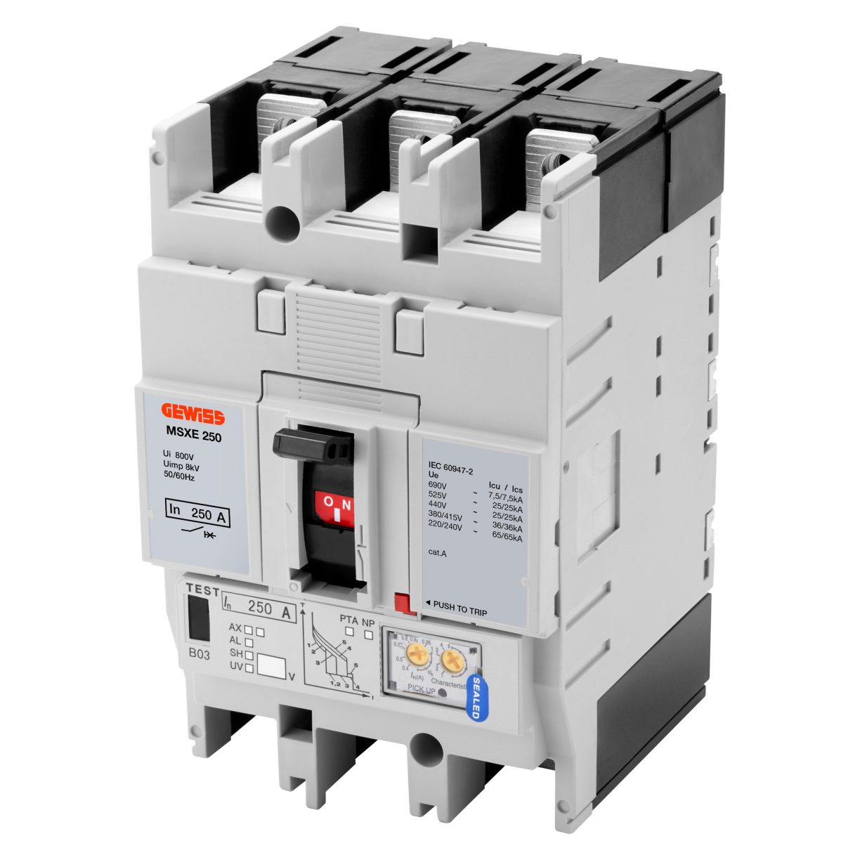 MSXE 250 - MCCB WITH ELECTRONIC RELEASE - LSI - 125kA 3P 250A 690V | Gewiss