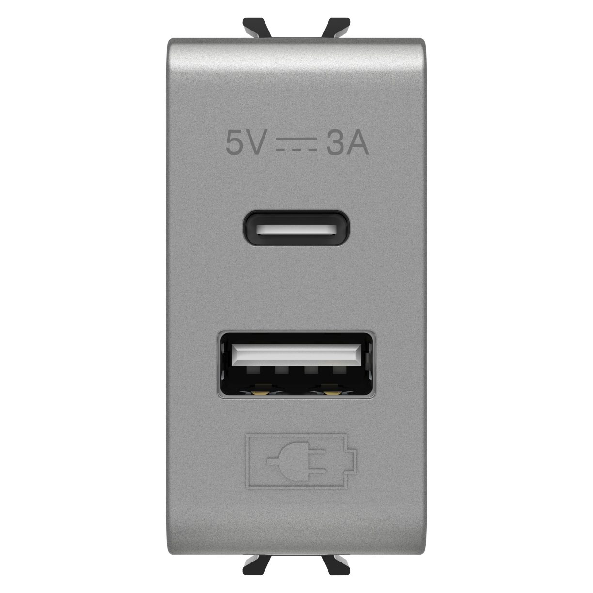 USB CHARGER - A+C TYPE - 3A - TITANIUM - 1 MODULE - CHORUSMART | Gewiss