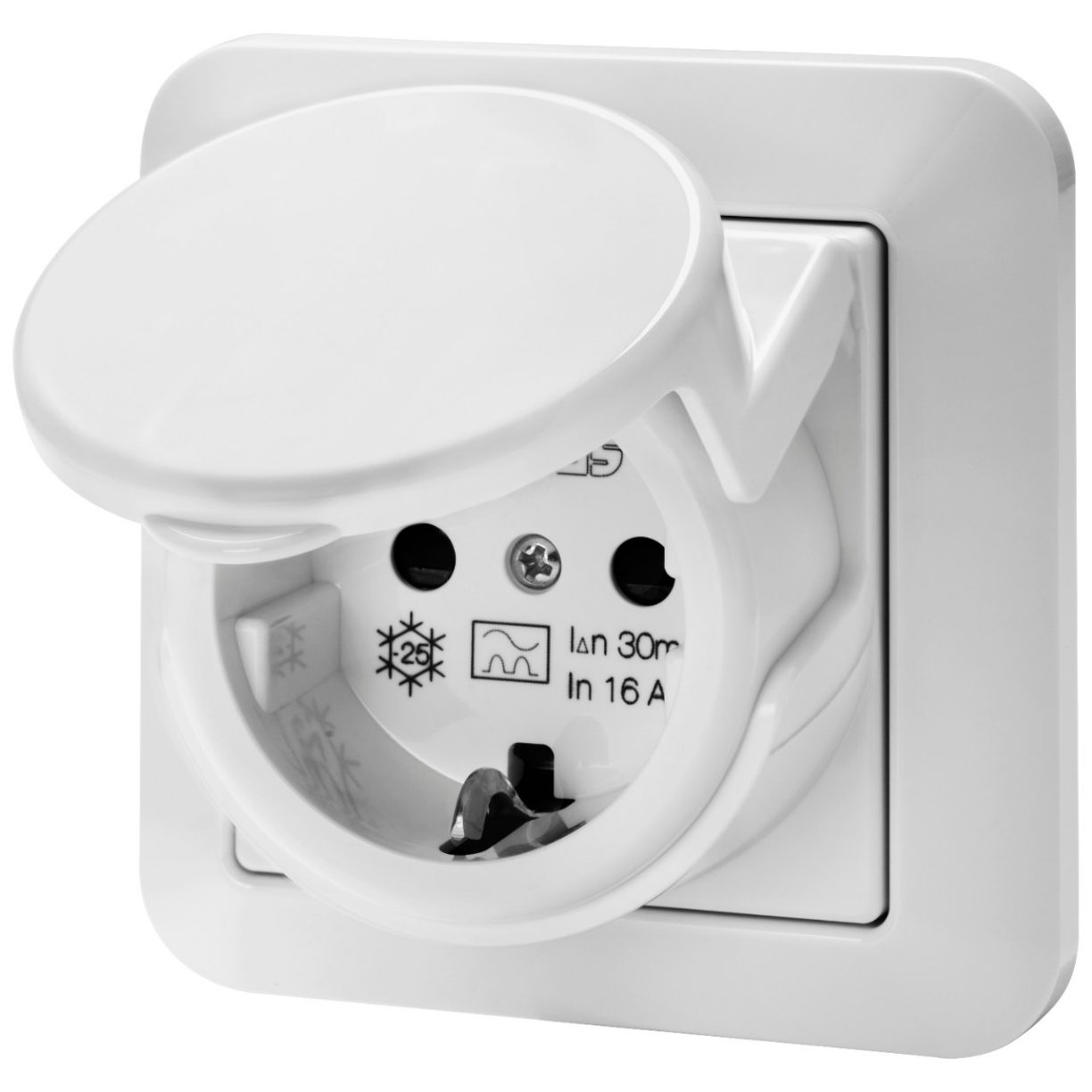 RCD SAFETY SOCKET - 16A 30mA IP44 - WHITE COLOUR | Gewiss