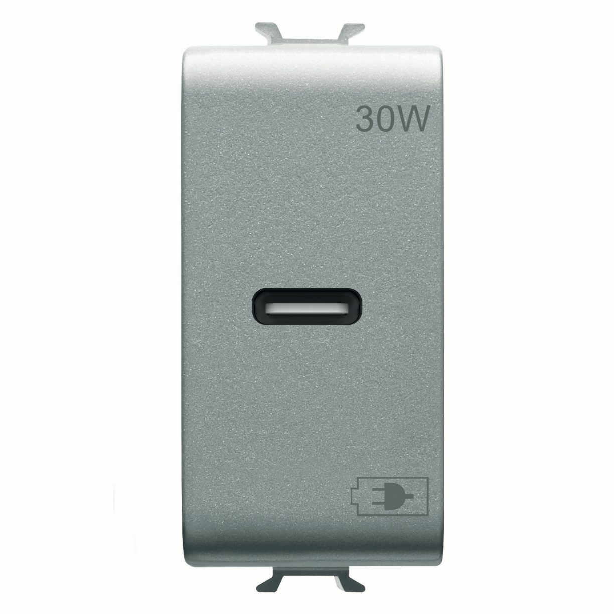 USB CHARGER - C TYPE - 30W POWER DELIVERY - GLOSSY TITANIUM - 1 MODULE ...