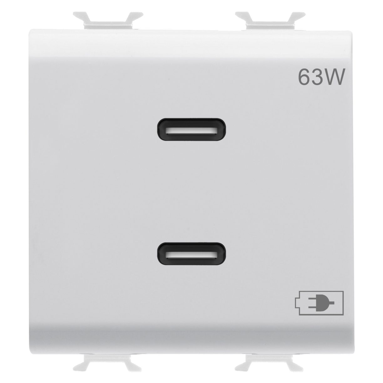 USB CHARGER - C+C TYPE - 63W POWER DELIVERY - SATIN WHITE - 2 MODULES ...